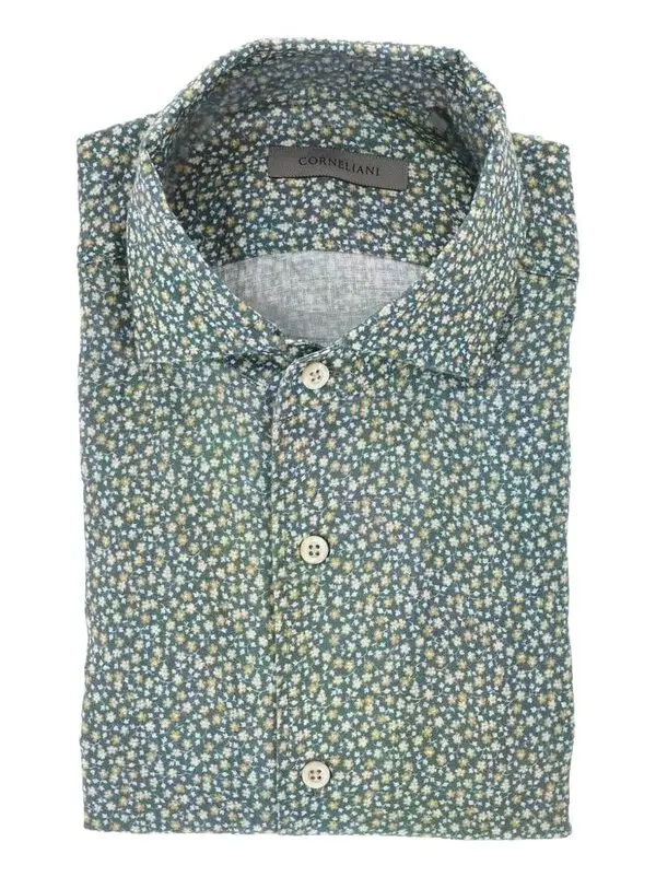 Corneliani Floral-print Linen Shirt - Green