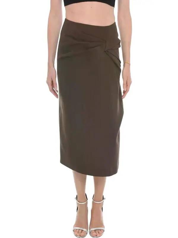 REJINA PYO Draped Midi Pencil Skirt - Brown