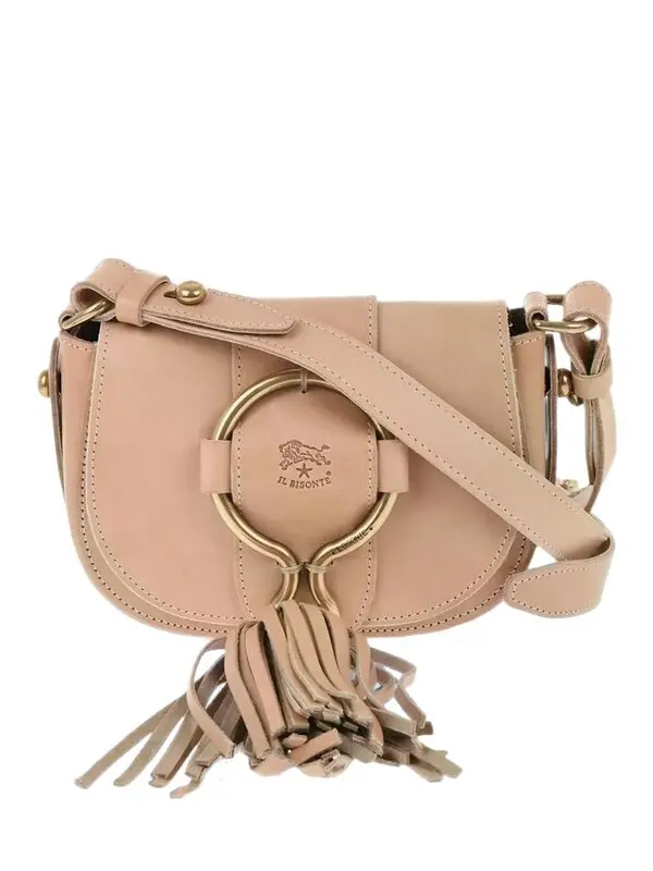 Il Bisonte Leather Crossbody Bag With Tassel Detail - Neutrals