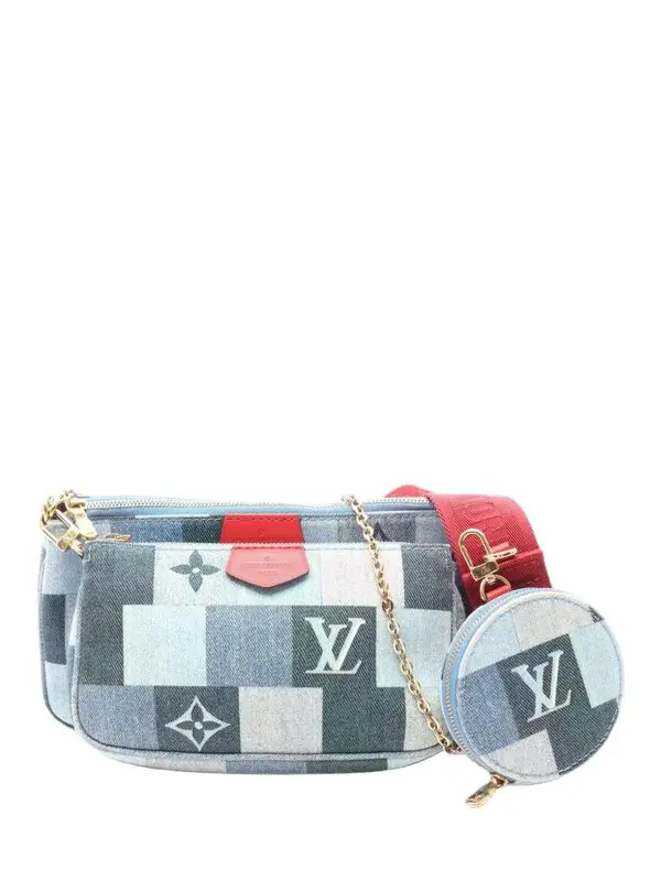 LOUIS VUITTON Monogram Patchwork Denim Multi Pochette Accessoires - Blue