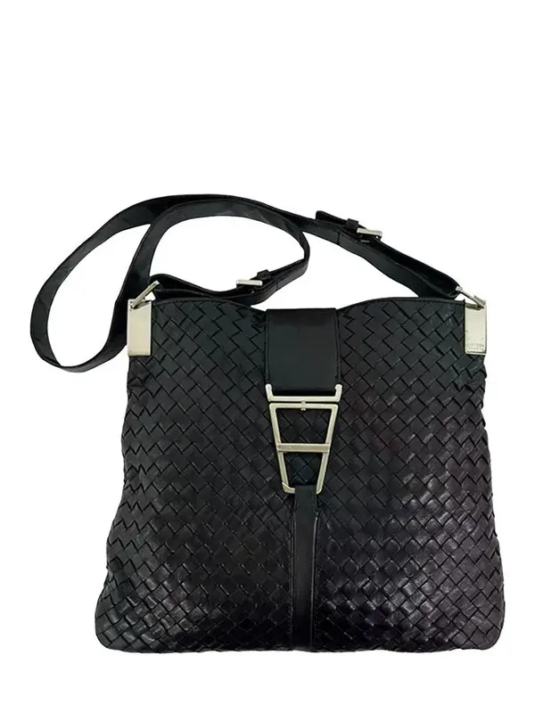 Bottega Veneta Nappa Intrecciato Shoulder Bag - Black