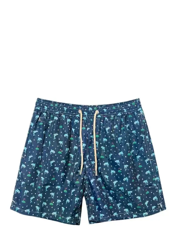 MC2 SAINT BARTH Shark-print Drawstring Swim Shorts - Blue