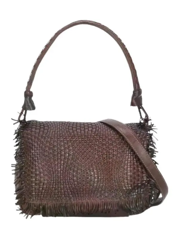 REPTILE'S HOUSE Anfora Braided Fringed Tote Bag - Red