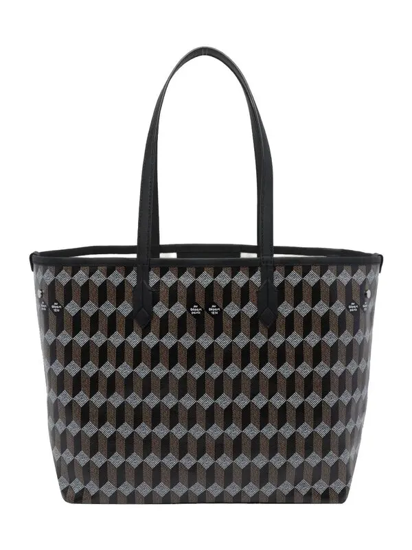 AU DEPART N.47 Tote Bag With Geometric Print - Black