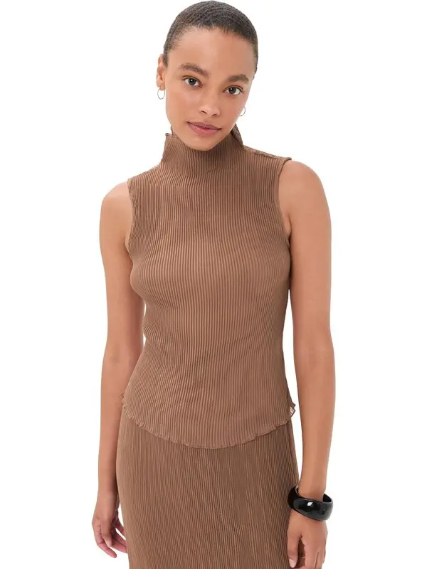 Lioness Sleeveless Mock Neck Top - Cocoa