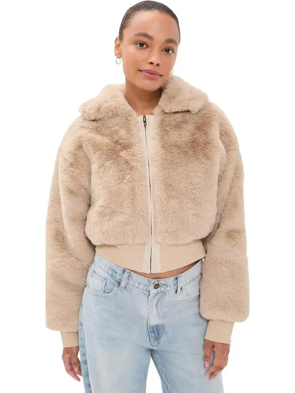 Lioness Drita Faux Fur Jacket - Sand