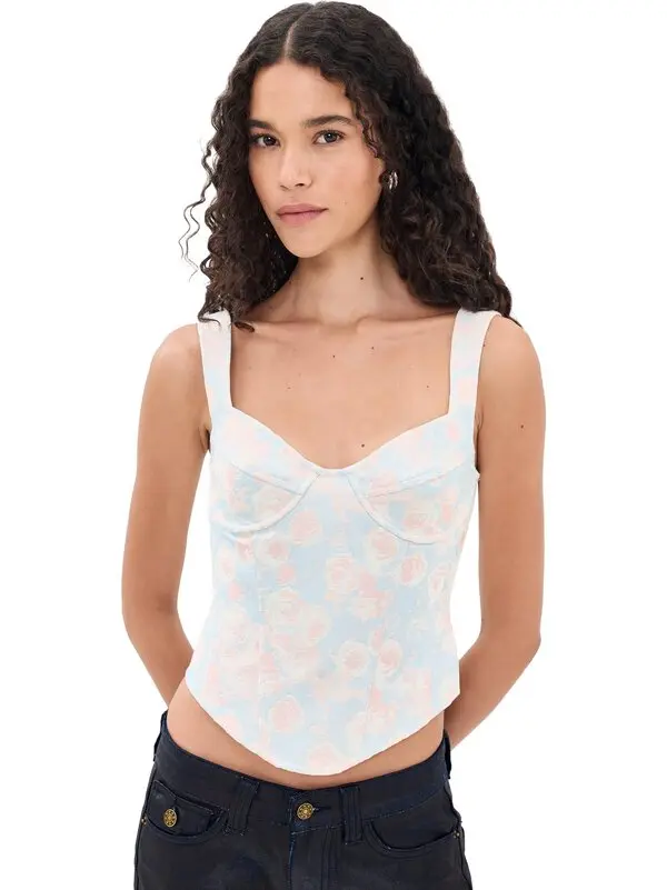 Lioness Roma Corset With Floral Print - Soft Blue