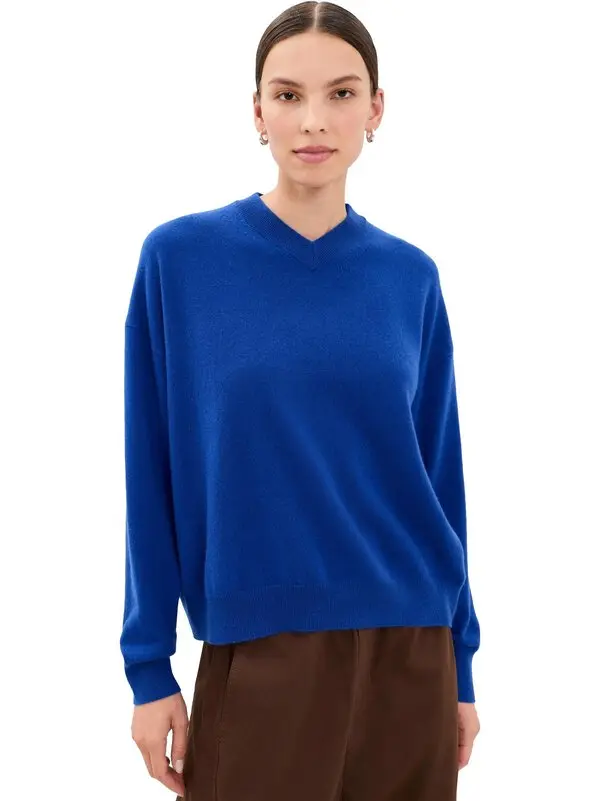 Staud Spencer Cashmere V-neck Sweater - Cobalt