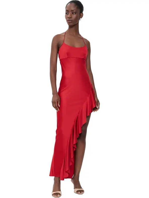 Alice + Olivia Palma Ruffle Slip Maxi Dress - Hibiscus