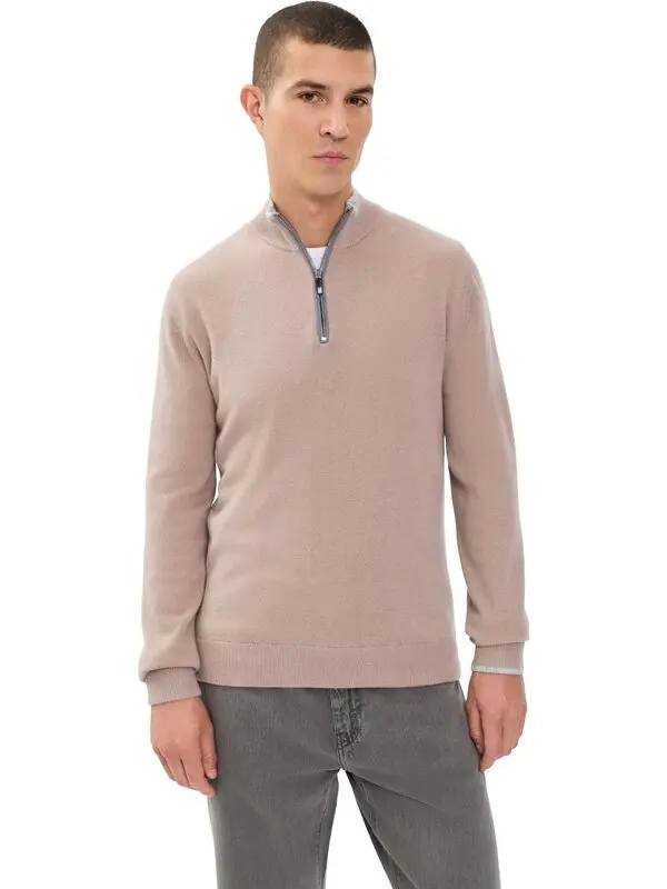 Greyson Sebonack Quarter Zip Sweater - Cobblestone