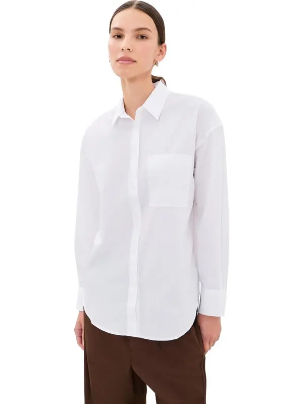 Faherty Brand Coastal Poplin Oversized Shirt - White