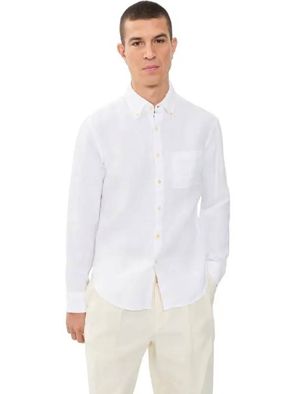 ALEX CRANE Linen Playa Button Down Shirt - Snow