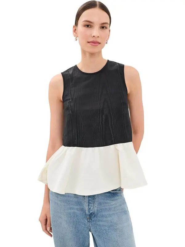 SIMONMILLER Iris Moire Top - Black/bone