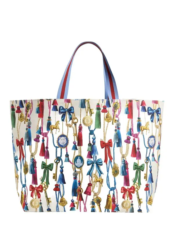 Harrods Large Tassel Tote Bag - Ivory