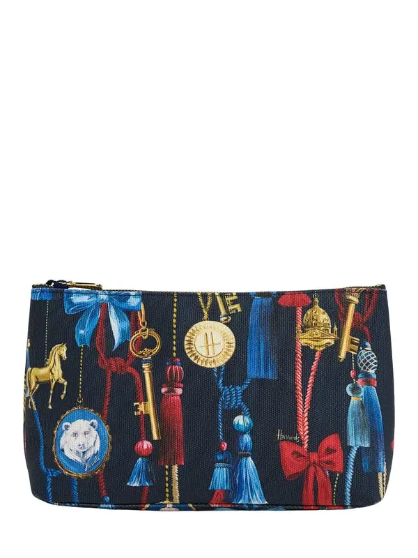 Harrods Medium Canvas Tassel Wash Bag - Navy