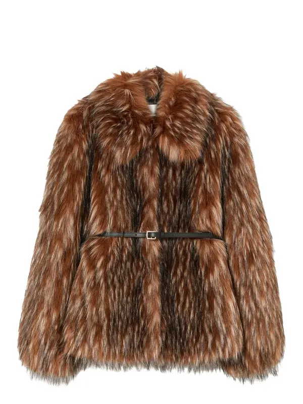 Marina Rinaldi Faux Fur Belted Coat - Beige