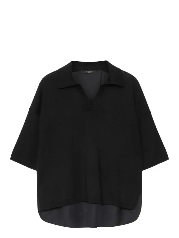 ALLSAINTS Wool Bern Open-neck Polo Shirt - Black