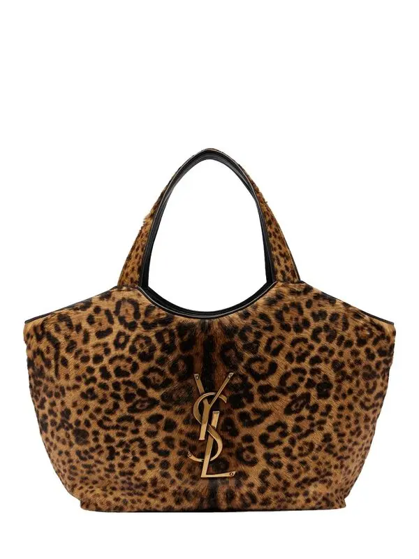 Saint Laurent Icare Leopard-print Calf Hair Shopper Bag - Brown