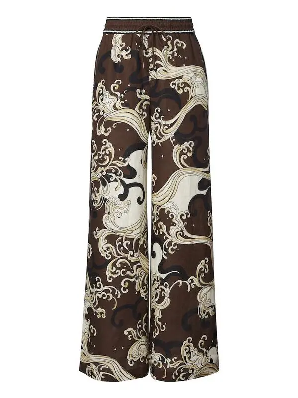 ALEMAIS Otis Printed Linen Wide-leg Pants - Multicoloured