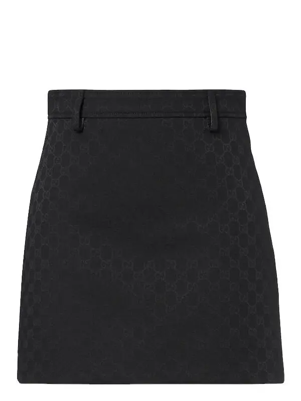 Gucci Gg Monogram Mini Skirt - Black