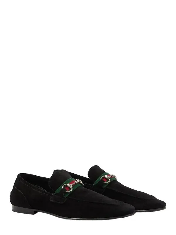 Gucci Horsebit Suede Loafers - Black