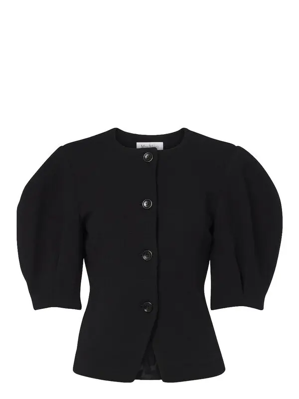 Max Mara Jersey Jacquard Jacket With Puffed Sleeves - Black