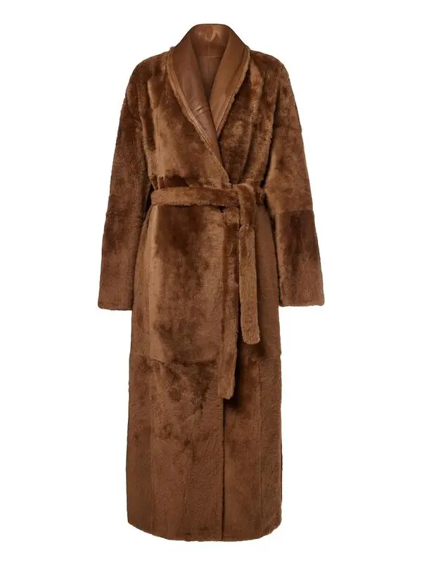 YVES SALOMON Reversible Shearling And Leather Wrap Coat - Beige