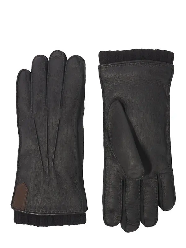 Canali Cashmere-trimmed Leather Gloves - Black
