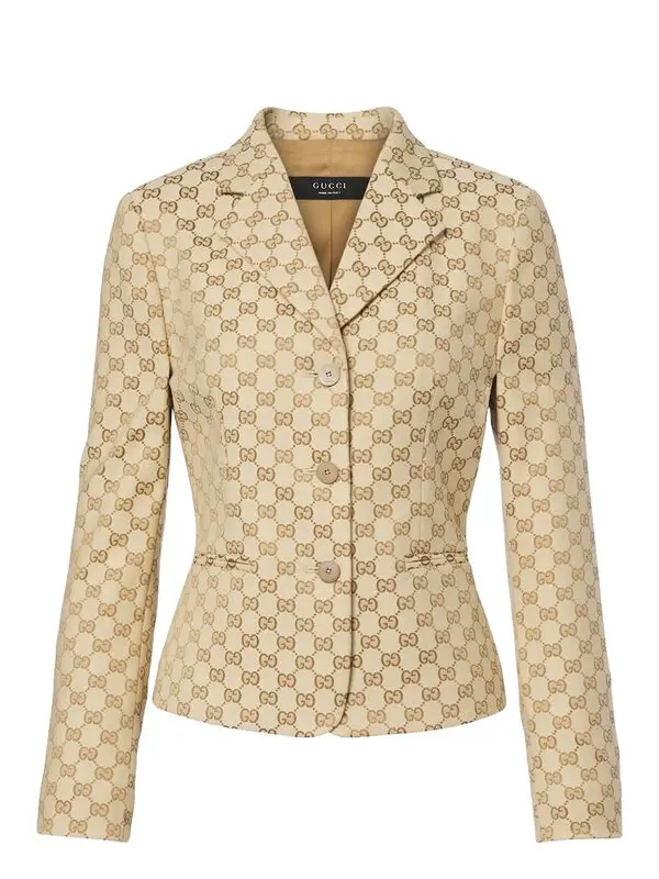 Gucci Gg Canvas Cotton-blend Blazer - Beige
