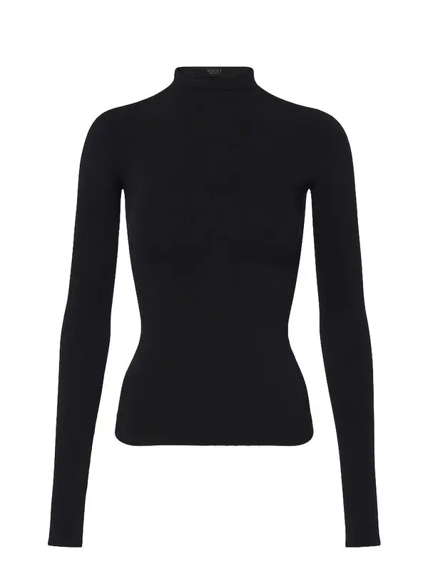 Gucci Jersey Turtleneck Top - Black