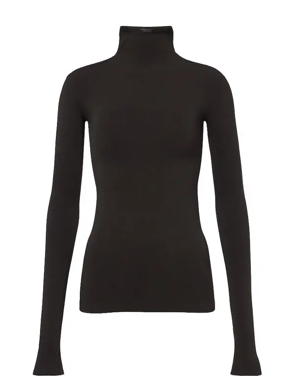 Gucci Jersey Turtleneck Top - Brown