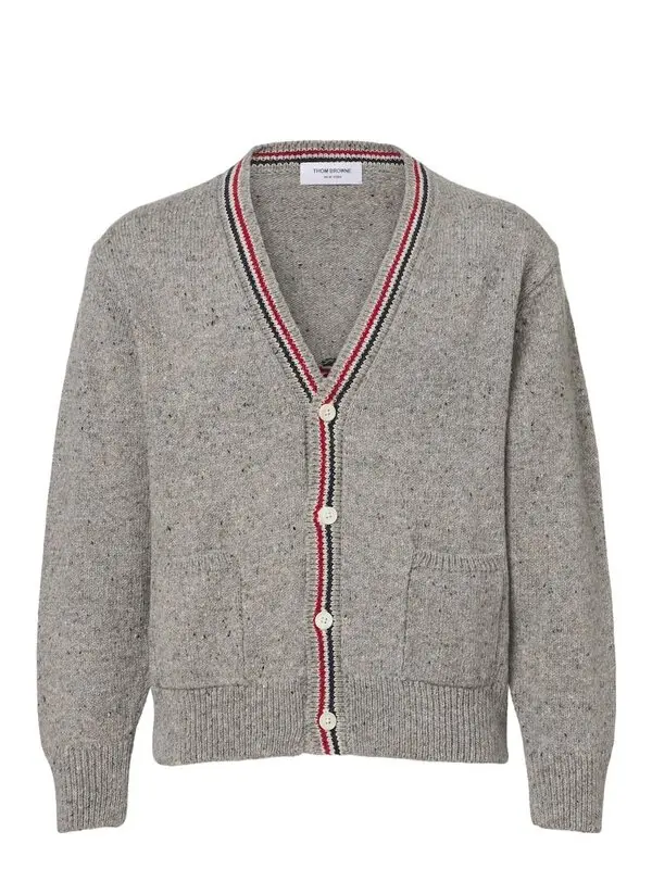 Thom Browne Hector Intarsia Wool And Mohair Cardigan - Grey