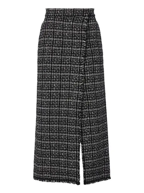 Erdem Checked Cotton-blend Tweed Pencil Skirt - Black