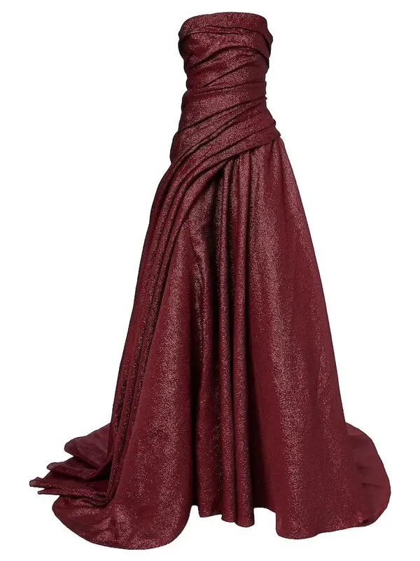 MARMAR HALIM Draped Strapless Gown - Red
