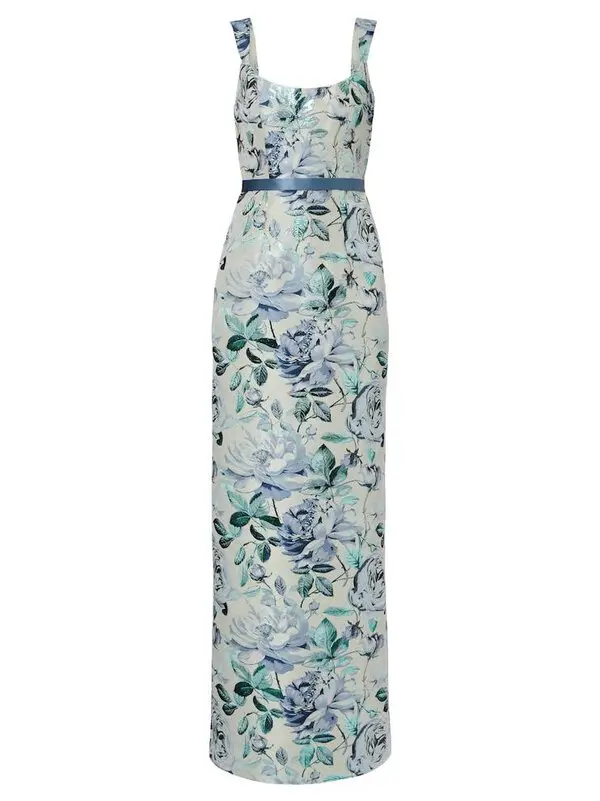 MARKARIAN Robin Belted Floral Brocade Gown - Multicoloured