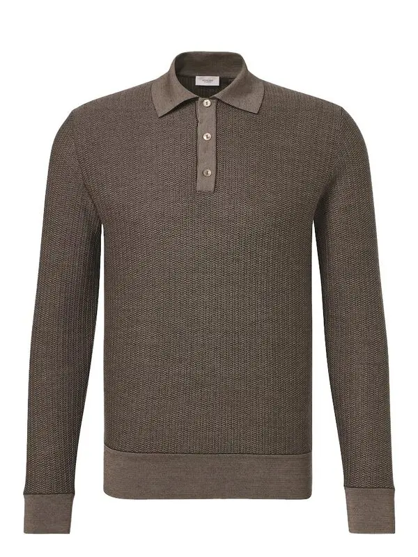Agnona Wool And Silk Polo Sweater - Brown