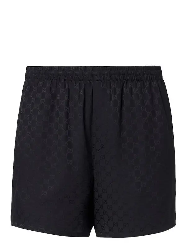 Gucci Gg Jacquard Silk Shorts - Blue