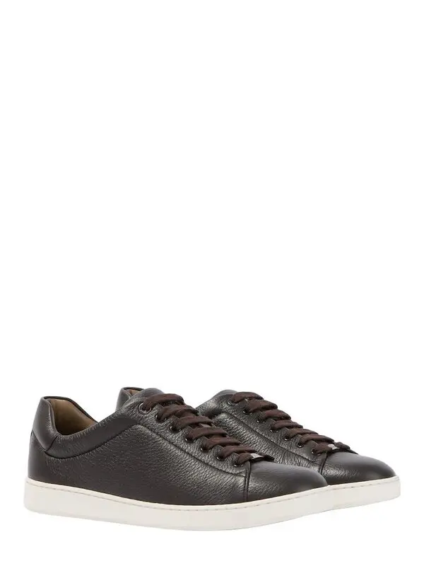 Brioni Leather Sneakers - Brown