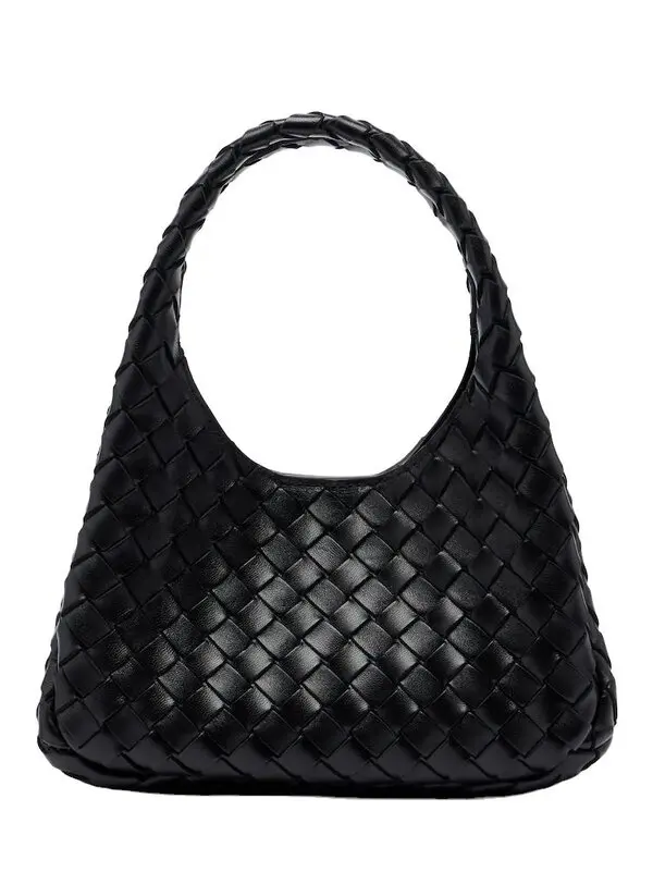 Bottega Veneta Campana Intrecciato Mini Leather Top Handle Bag - Black