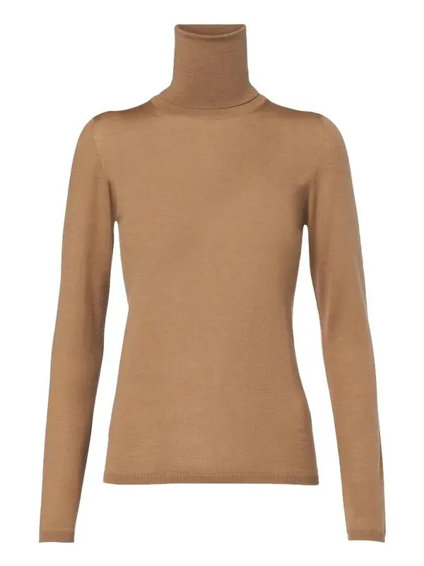 Max Mara Virgin Wool Turtleneck Sweater - Brown