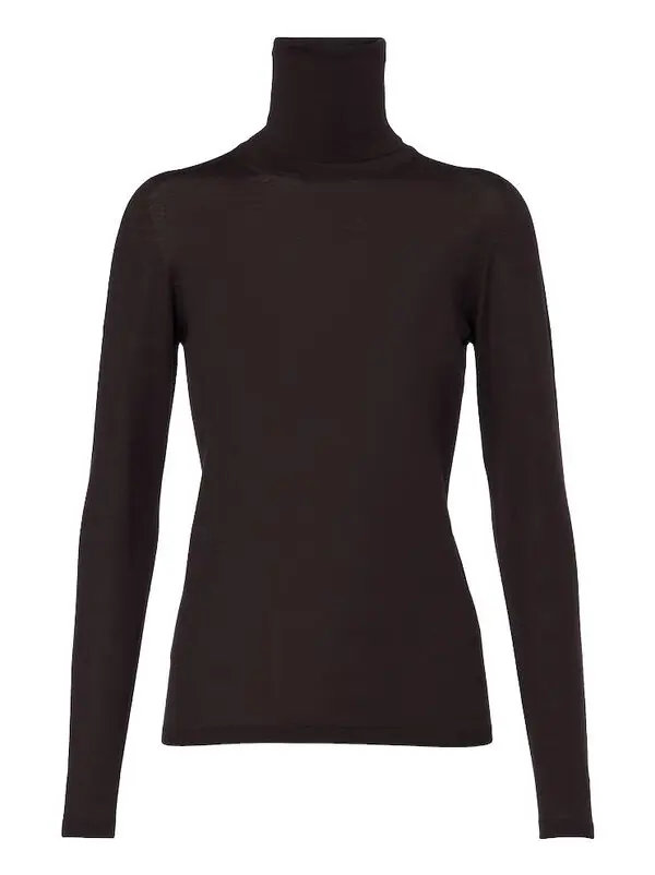 Max Mara Virgin Wool Turtleneck Sweater - Brown