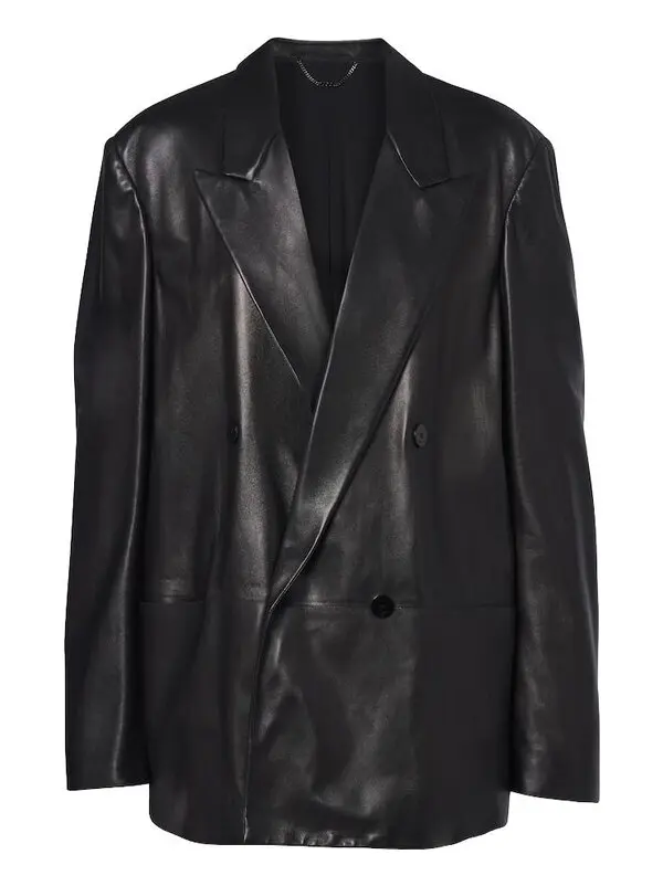 Gucci Double-breasted Leather Jacket - Black