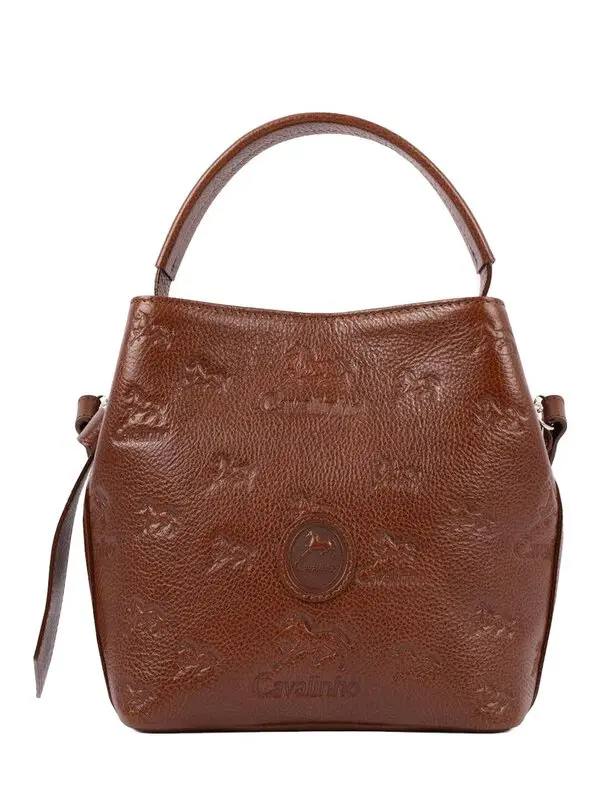 CAVALINHO Cavalo Lusitano Embossed Leather Bucket Bag 591 - Camel Brown