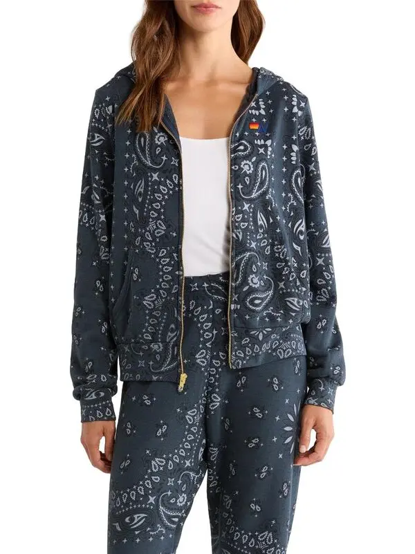 Aviator Nation Bandana Printed Zip-up Hoodie - Charcoal