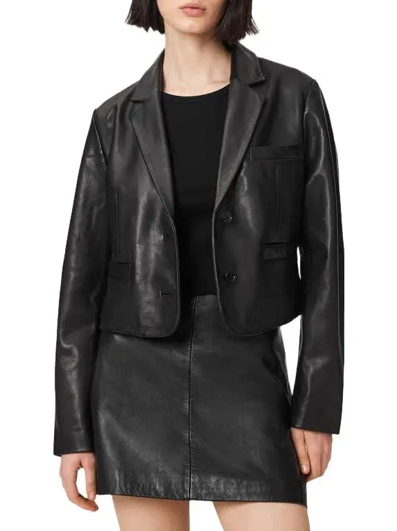 ALLSAINTS Apton Leather Blazer - Black