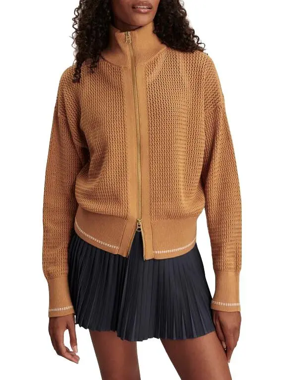 Varley Ina Full Zip Mesh Knit Cardigan - Apple Cinnamon