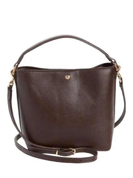 Mango Faux Leather Bucket Bag - Chocolate