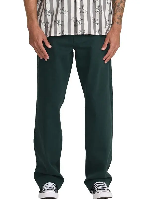 Rvca Americana 2 Flat Front Cotton Twill Chinos - Hunter Green