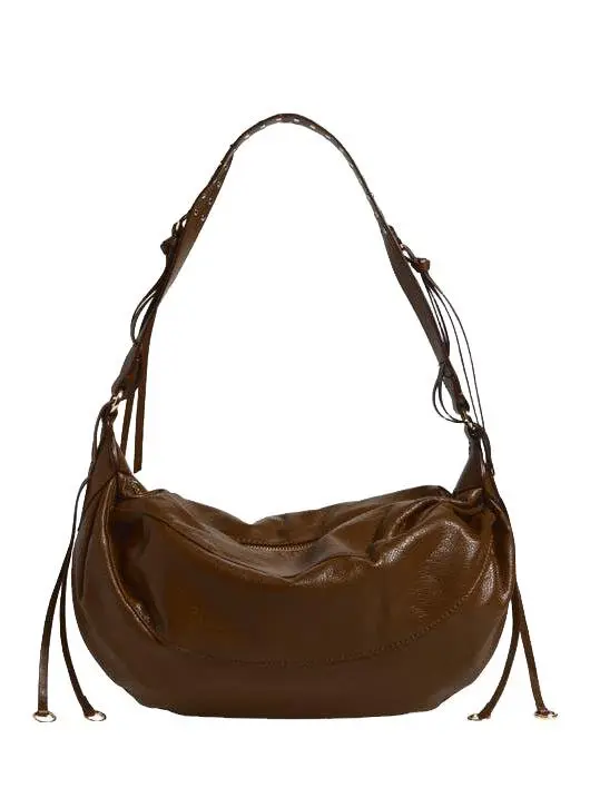 Mango Textured Shoulder Bag - Leather