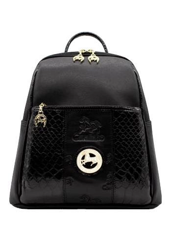 CAVALINHO Leather Backpack With Textured Accents - Black